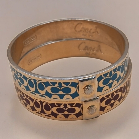 Jewelry | Coach Bangle Bracelets 1 Red And 1 Blue | Poshmark